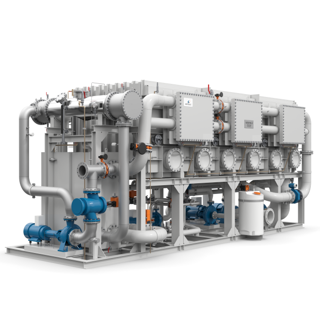 Multi Stage Flash evaporator (MSF) - onboard desalination of seawater